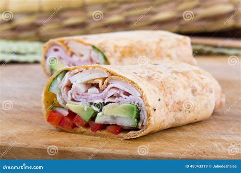Ham And Avocado Sandwich Wrap Roll Stock Image Image Of Vegetable Shot 48043319