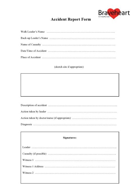 Free Printable Accident Report Form Word