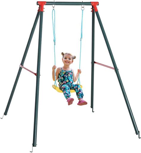 Outsunny Vaikiškos Sūpynės Sodo Sūpynės Su Metaliniu Rėmu Skirtos 6 12 Metų Vaikams