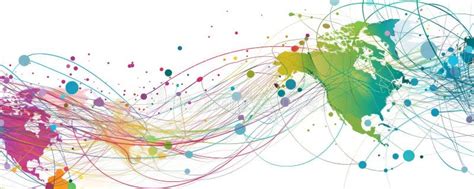 Global Connectivity Concept With Colorful Map And Dynamic Lines Representing International