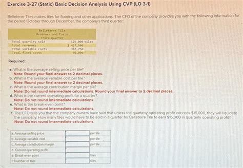 Solved Exercise Static Basic Decision Analysis Using Chegg
