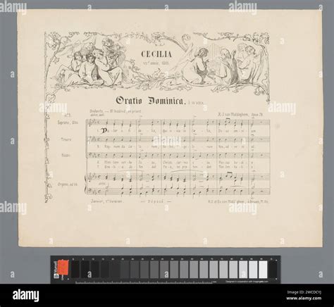 Musical Engelen Eugène van Maldeghem attributed to print Used paper notation of music