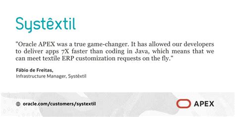 oracle apex on twitter 🌟 systêxtil brazilian erp leader expands customer base through oracle
