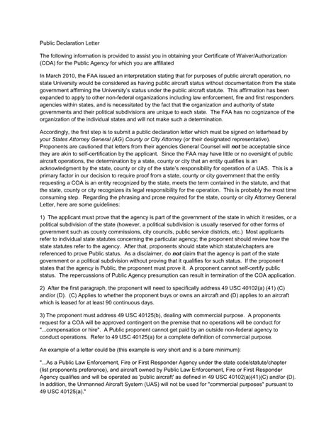 Public Declaration Letter Docest