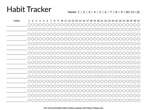 Printable Simple Checkbox Style Daily Monthly Habit Tracker · Inkpx