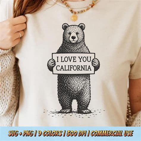 I Love You California Png Svg California Bear Quote Graphic Vintage