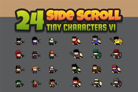24 Tiny Character Game Sprites Download