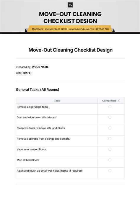 Free Move Out Cleaning Checklist Design Template To Edit Online