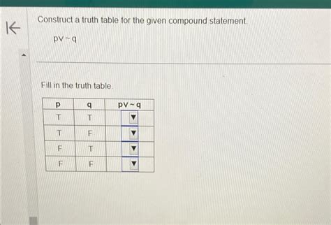 Solved Construct A Truth Table For The Given Compound Chegg