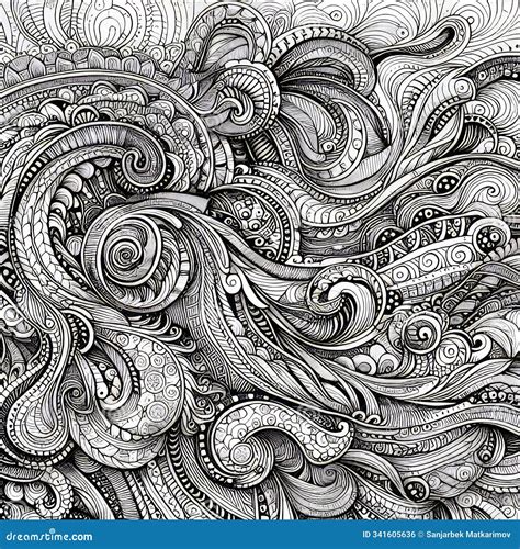 Zentangle Patterns Intricate Meditative Doodles Forming Current Stock