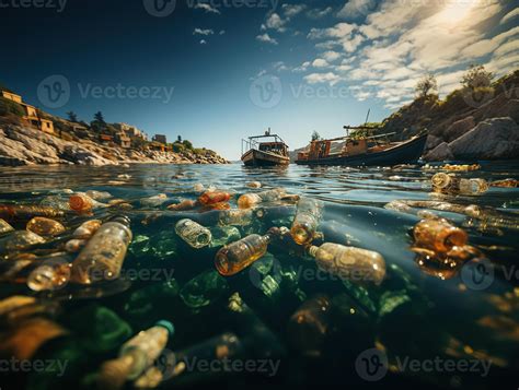 Ai Generated Environmental Pollution Water Pollution Plastic Bottles