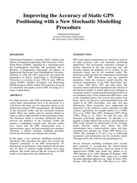 Improving The Accuracy Of Static Gps Pos Pdf Download Free Pdf Global Positioning System