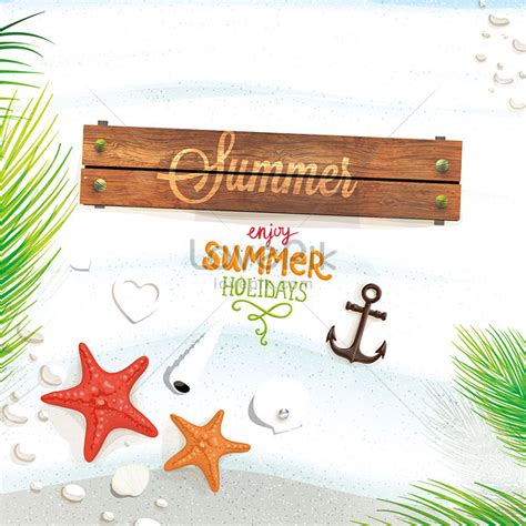 여름 해변 배경 일러스트 무료 다운로드 Lovepik