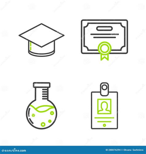 Set Line Identification Badge Test Tube And Flask Chemical Laboratory Certificate Template And