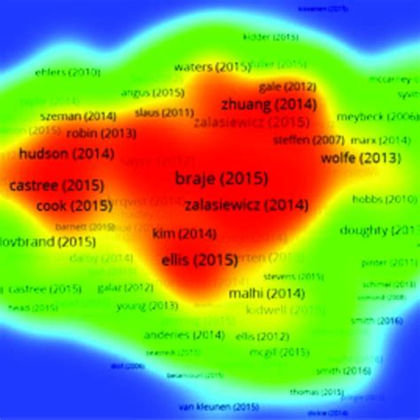 density visualisation of bibliographic coupling elaborated with
