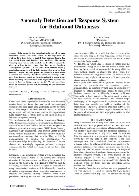 pdf ijert anomaly detection and response system for relational databases