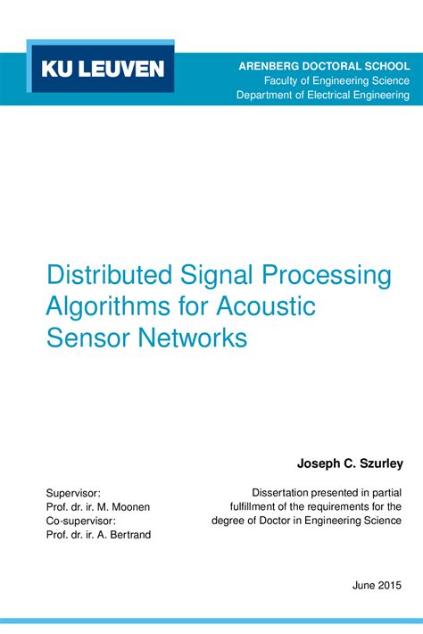 distributed signal processing algorithms for acoustic sensor networks