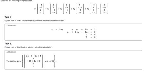 Solved Consider The Following Vector Equation Chegg
