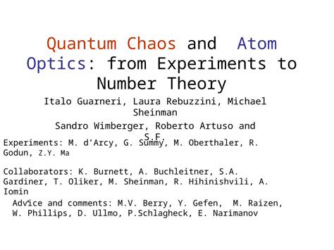 Ppt Quantum Chaos And Atom Optics From Experiments To Number Theory