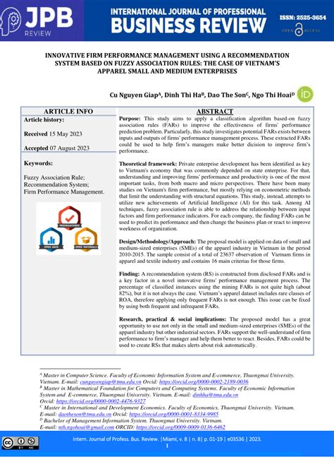 Pdf Innovative Firm Performance Management Using A Recommendation System Based On Fuzzy