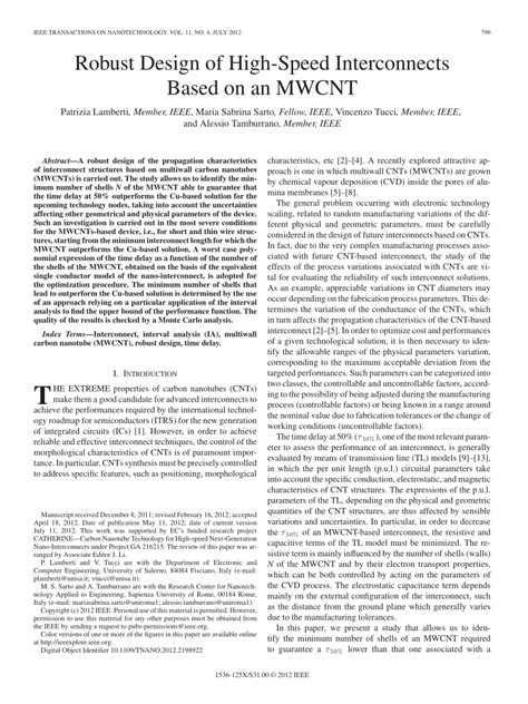 Pdf Robust Design Of High Speed Interconnects Based On An Mwcnt