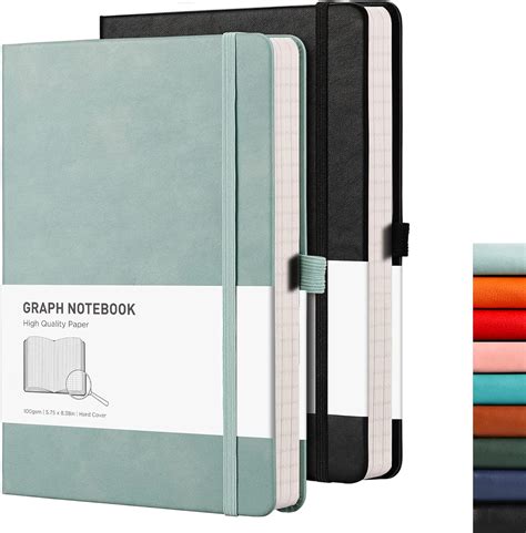 Rettacy Graph Paper Notebook A5 2 Pack 384 Pages Squared Notebook With 100gsm Graph Paper Pen