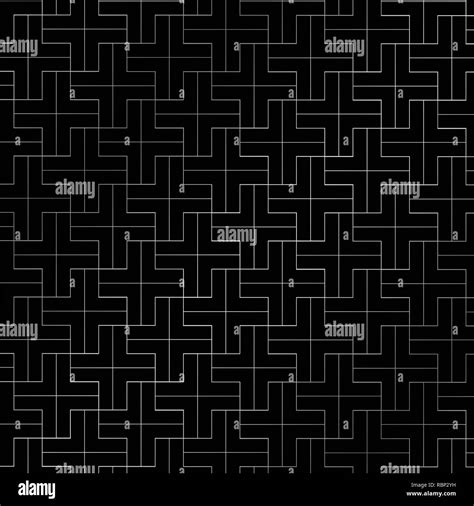 Abstract Repeating Plus Pattern Silver Color Geometric On Black Background Vector Illustration