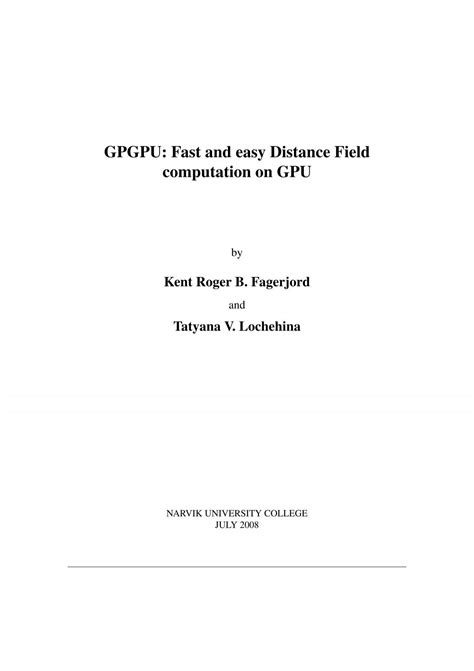 gpgpu fast and easy distance field computation on gpu