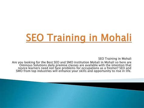 Ppt Seo Training In Mohali Powerpoint Presentation Free Download Id 11083817