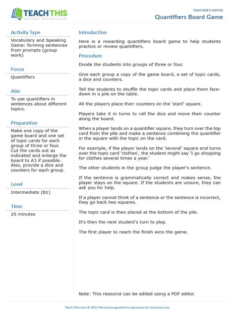 Quantifiers Board Game Pdf