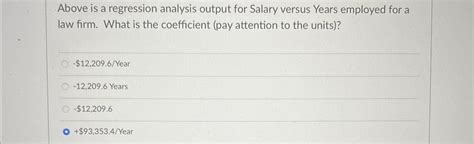 solved above is a regression analysis output for salary