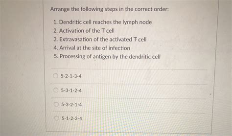 Solved Arrange The Following Steps In The Correct Order Chegg