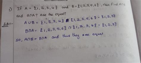 if a {1 2 3 4} b {1 2 3 5 6} then find a intersection b and b