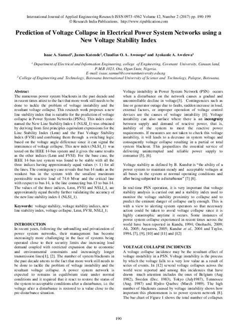 pdf prediction of voltage collapse in electrical power system