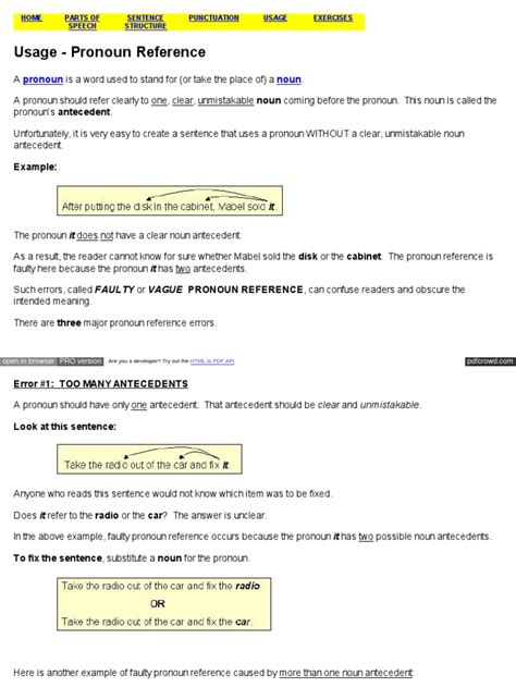 Free Pronoun Reference Worksheet With Answers Download Free Pronoun Reference Worksheet With