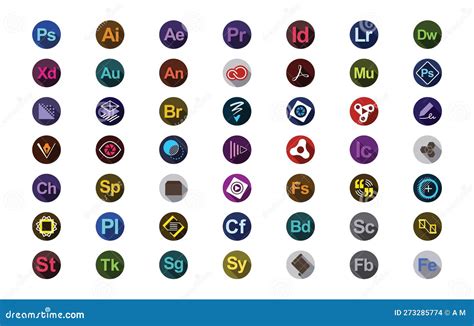 All Adobe Icon You Need All Adobe Programes Editorial Stock Image Illustration Of Include