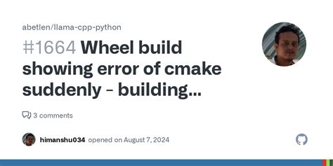 Wheel Build Showing Error Of Cmake Suddenly Building Version 0276