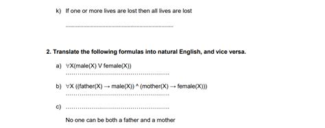 Solved 1 Translate The Following English Sentences Into