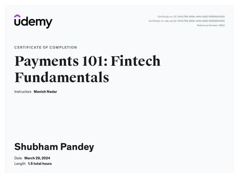 Shubham Pandey On Linkedin Check Out This Certificate I Got For Payments 101 Fintech Fundamentals
