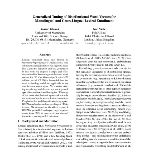 Generalized Tuning Of Distributional Word Vectors For Monolingual And Cross Lingual Lexical
