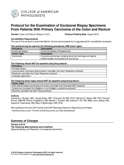 Fillable Online Protocol For The Examination Of Excisional Biopsy Specimens Fax Email Print