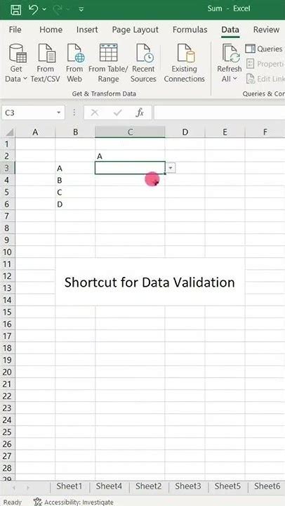 Shortcut For Data Validation Short Shorts Shortvideo Shortsvideo
