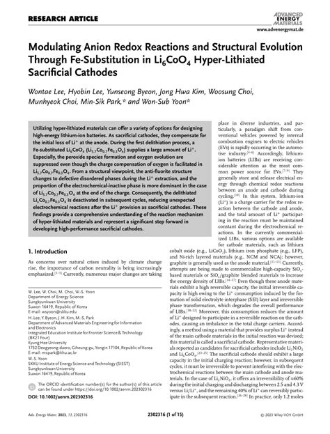 Modulating Anion Redox Reactions And Structural Evolution Through Fe
