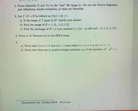 Solved 2 Prove Identities 7 And 11 In The Sets File