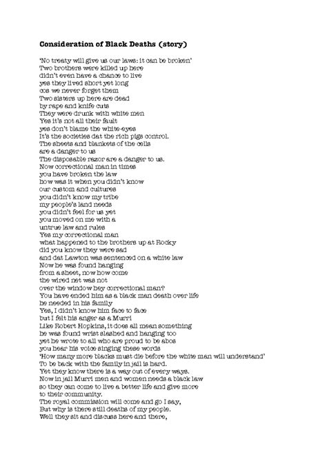 Resource 9a Poem 1 Reflection On Black Deaths In Custody Studocu