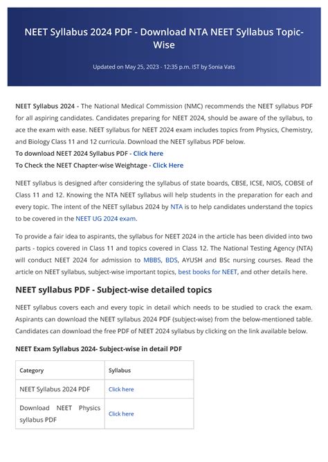 article 24489 neet syllabus 2024 pdf download nta neet syllabus