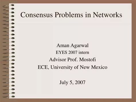 Ppt Consensus Problems In Networks Powerpoint Presentation Free Download Id828486