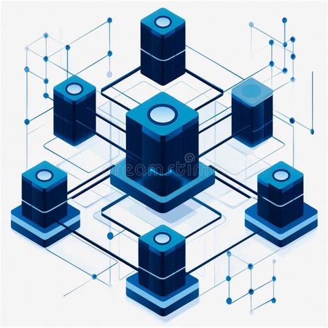Flat Icon Blockchain Integration Design With Blue White Background And