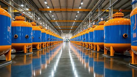 Industrial Facility Featuring Orange And Blue Storage Tanks For Liquid