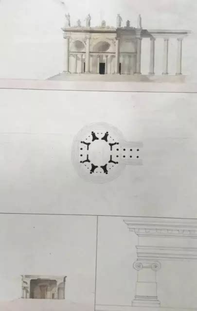 Dessin Darchitecture Antique Bâtiment Architecture Et Plans Vers 1848 Eur 371 21 Picclick Fr